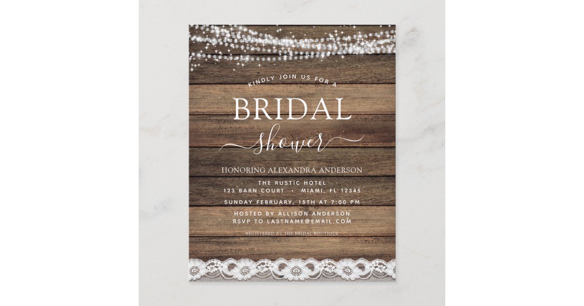 Budget Bridal Shower Rustic Farmhouse Invitation Flyer | Zazzle