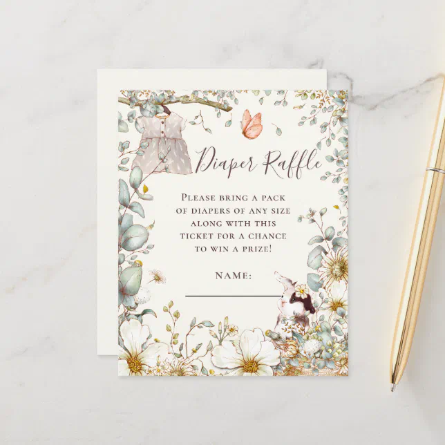 Budget Bunny Diaper Raffle Baby Girl Shower | Zazzle