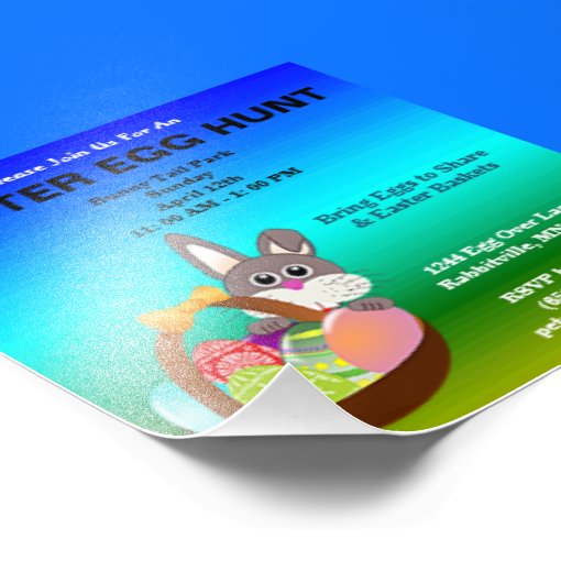 Budget Bunny, Eggs, Basket Easter Egg Hunt Invite Photo Print | Zazzle