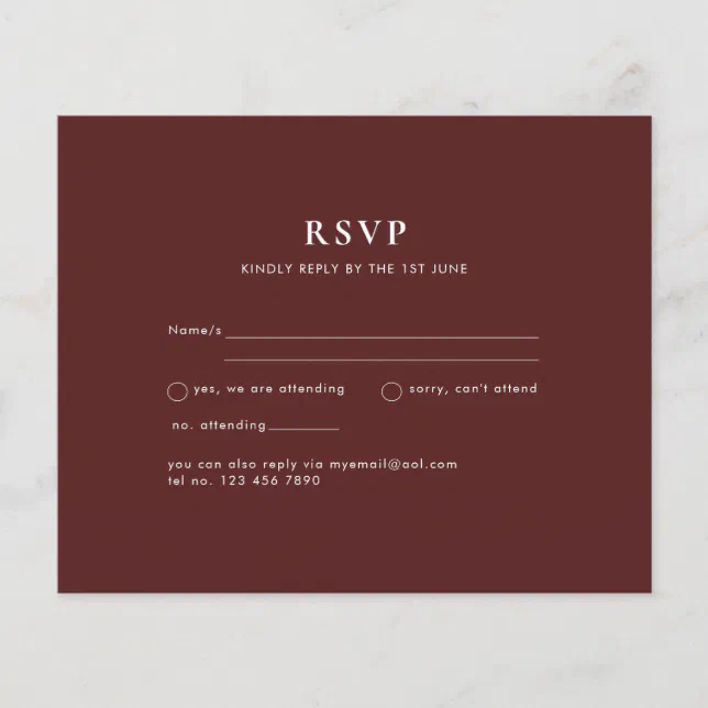Budget Burgundy RSVP Monochrome Elegant Simple Flyer | Zazzle