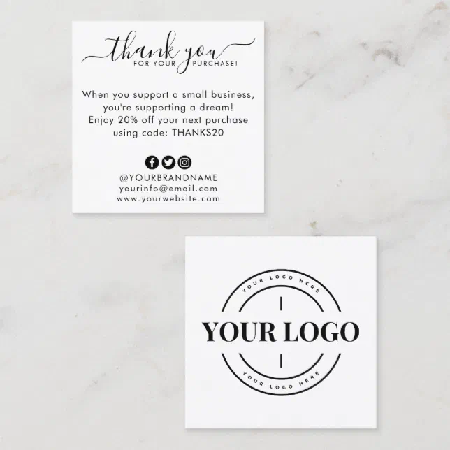 Budget Business Logo Company Custom Thank You Card | Zazzle