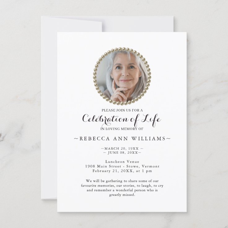 Budget Calligraphy Photo Celebration of Life Invitation | Zazzle