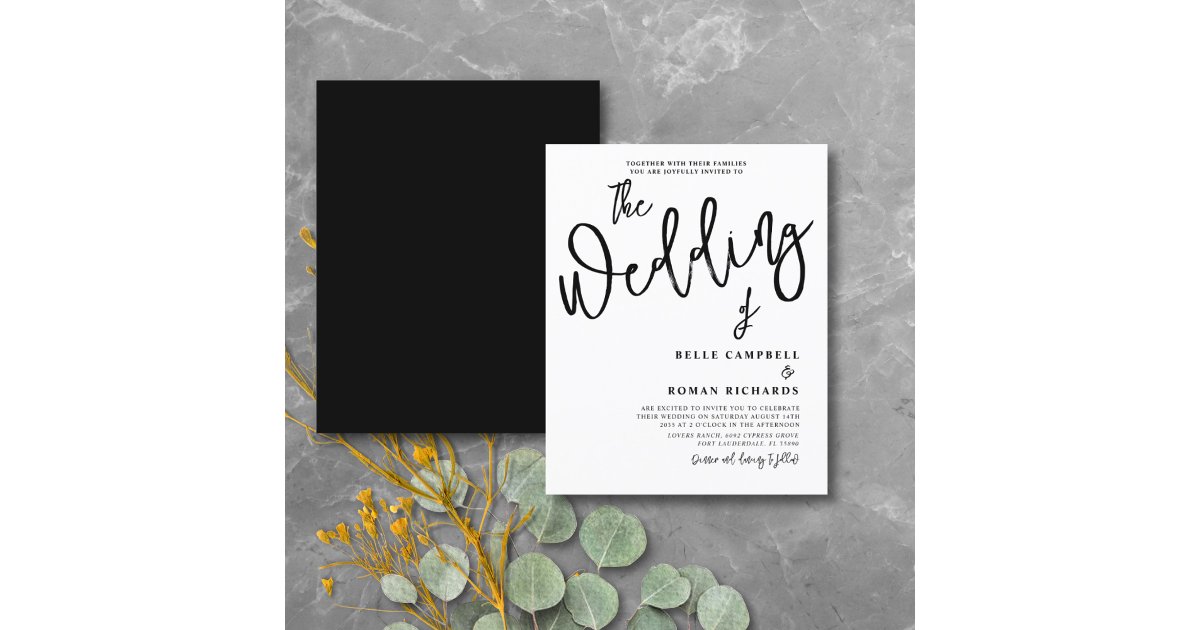 Budget Calligraphy Script Black & White Wedding | Zazzle