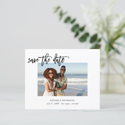 Budget Calligraphy Uno Photo Save the Date | Zazzle