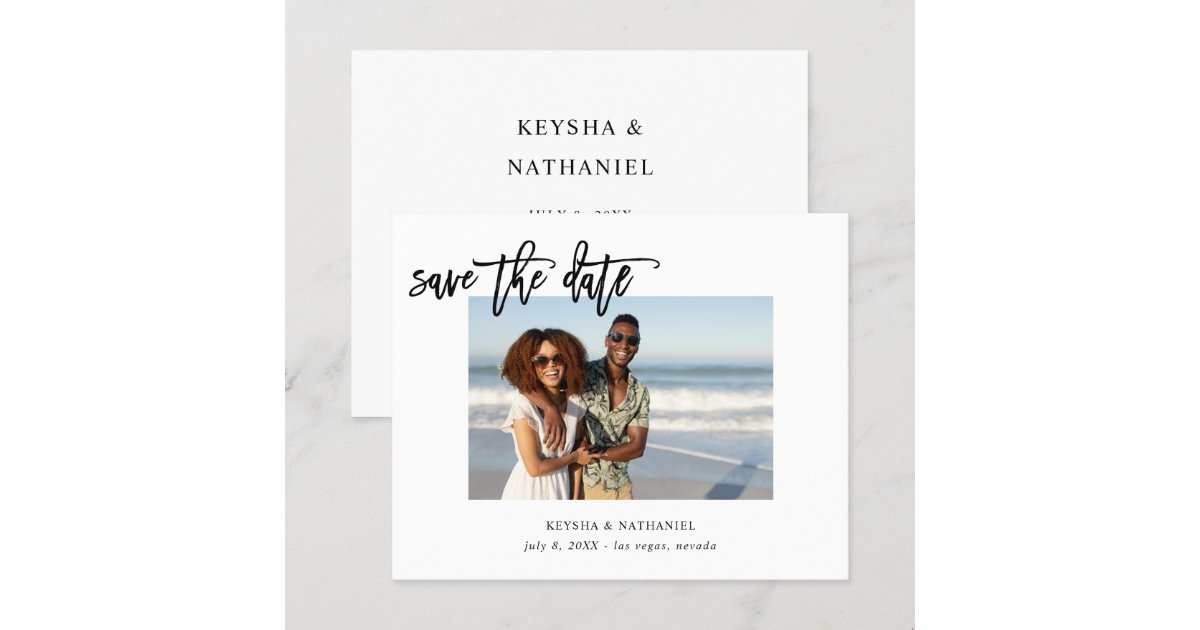 Budget Calligraphy Uno Photo Save the Date | Zazzle.com