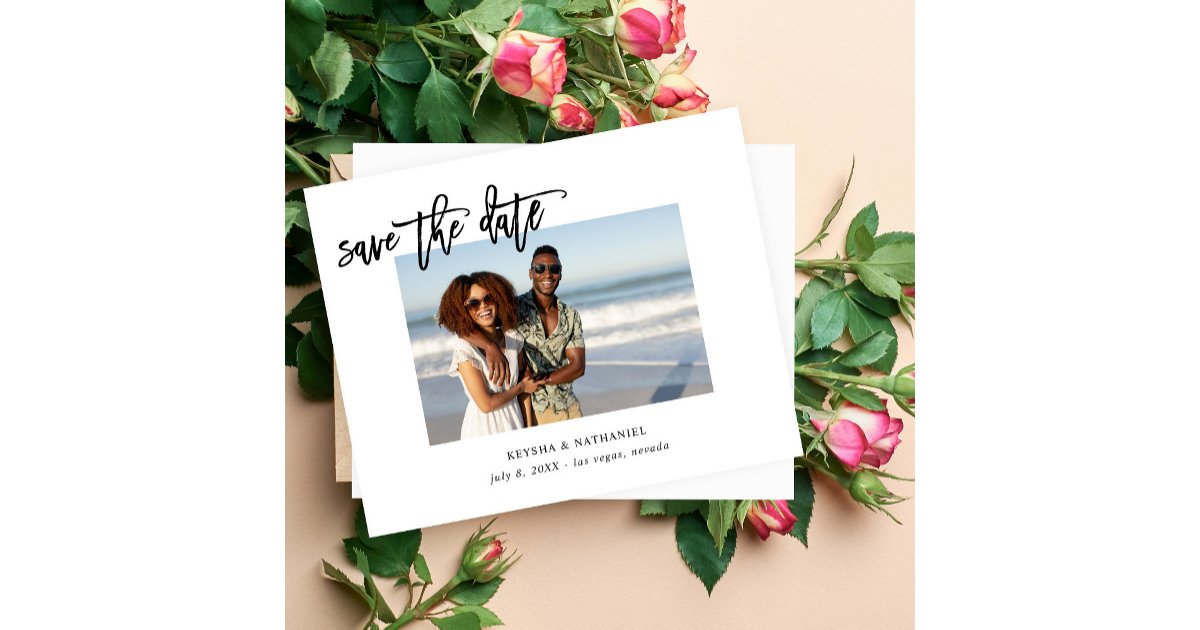 Budget Calligraphy Uno Photo Save the Date | Zazzle
