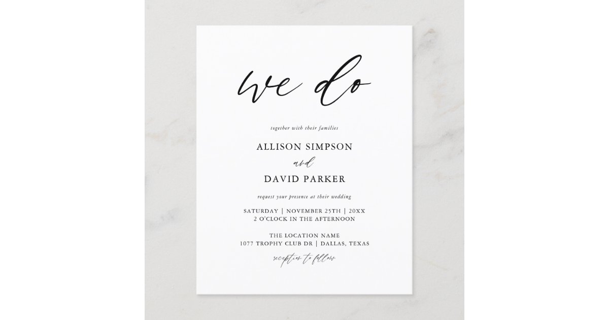 Budget Calligraphy We Do Wedding Invitations | Zazzle