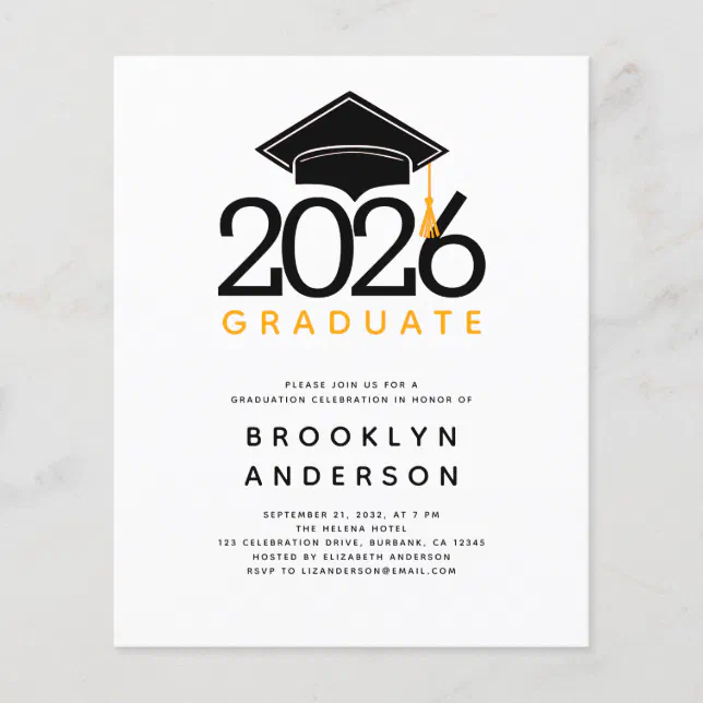 BUDGET Cap Graduation Celebration Invitation | Zazzle