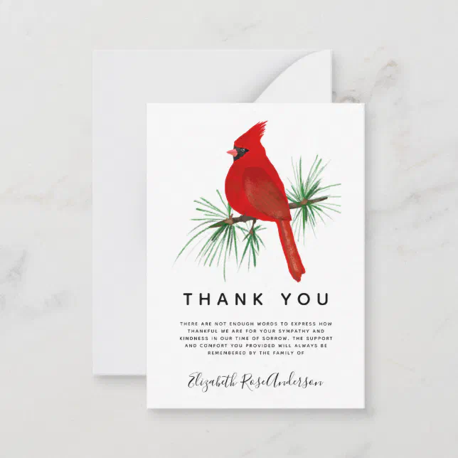 BUDGET Cardinal Sympathy Funeral Thank You Note Card | Zazzle