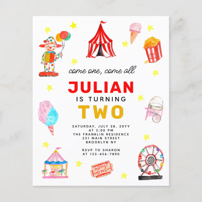 Budget Carnival Circus Tent Clown Popcorn Birthday | Zazzle