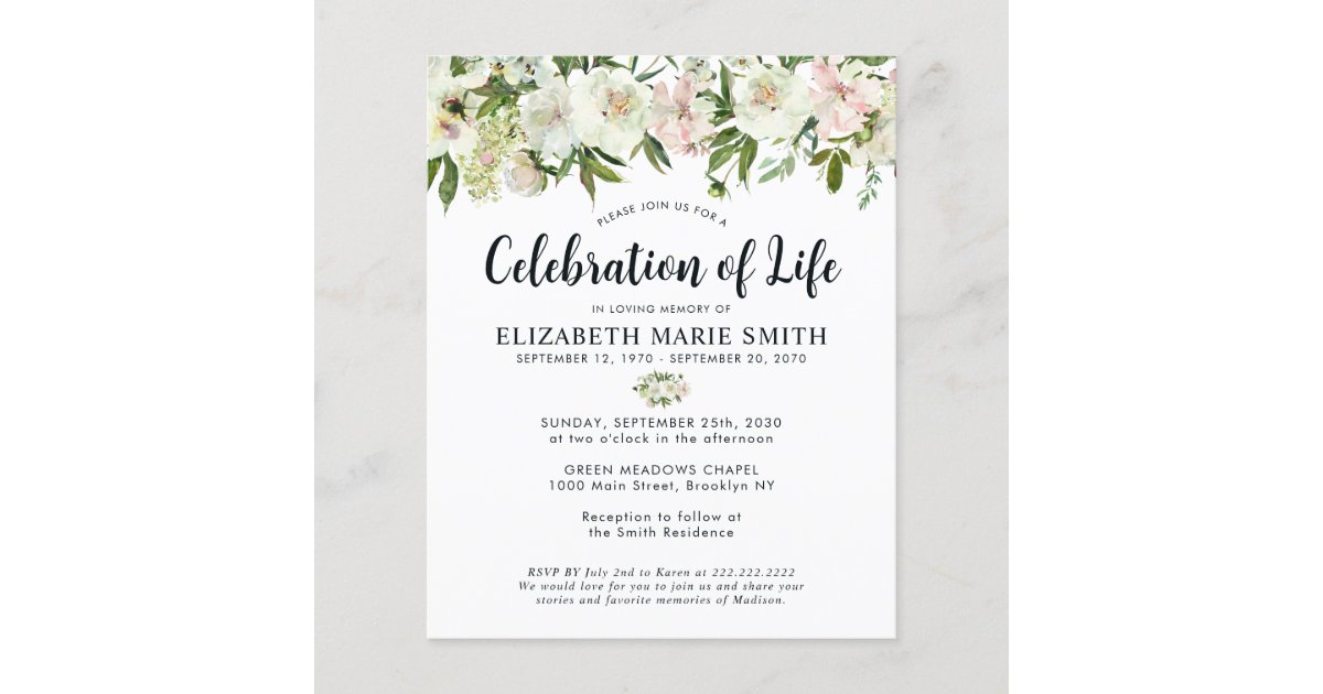 Budget Celebration of Life Floral Funeral Memorial Flyer | Zazzle