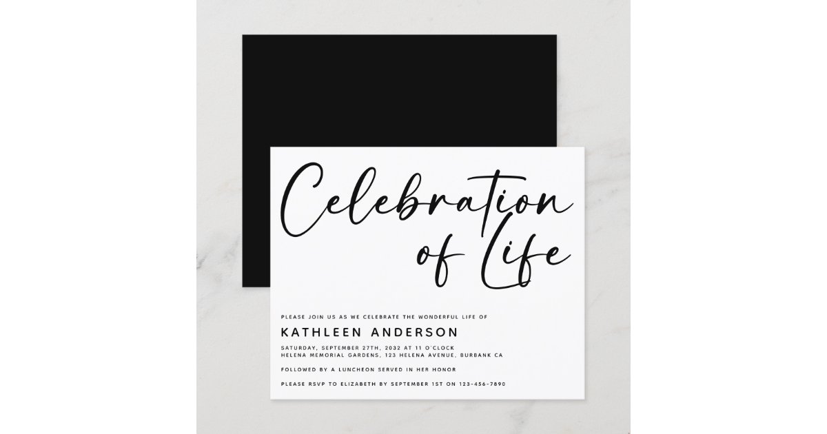 Budget Celebration of Life Invitation | Minimalist | Zazzle
