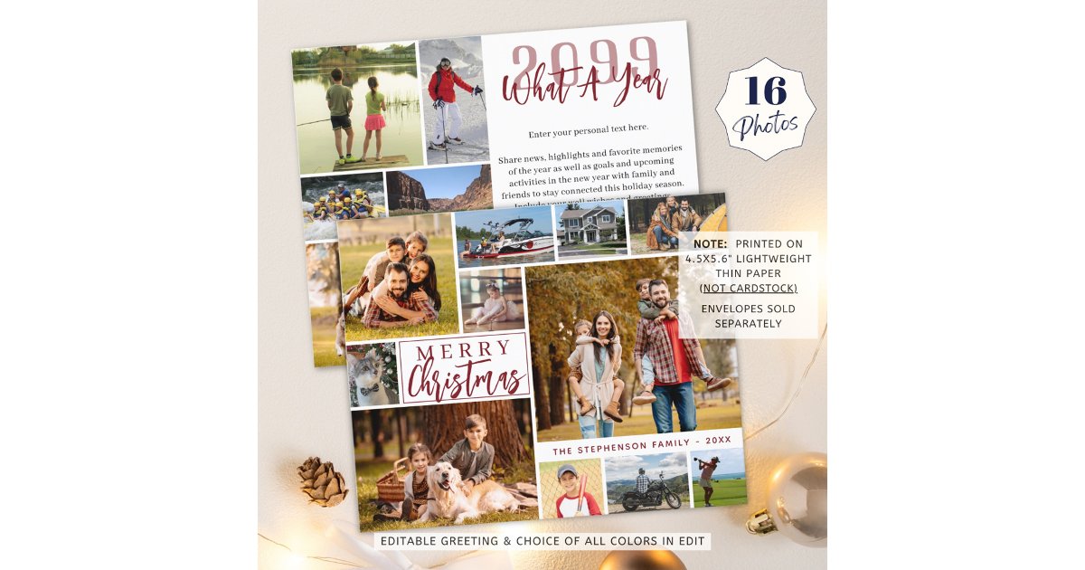 Budget Christmas A Year To Remember 16 Photo Card | Zazzle