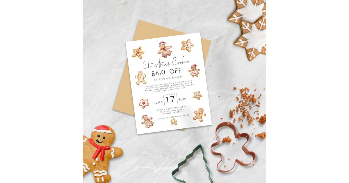 Budget Christmas Cookie Bake Off Invitation | Zazzle