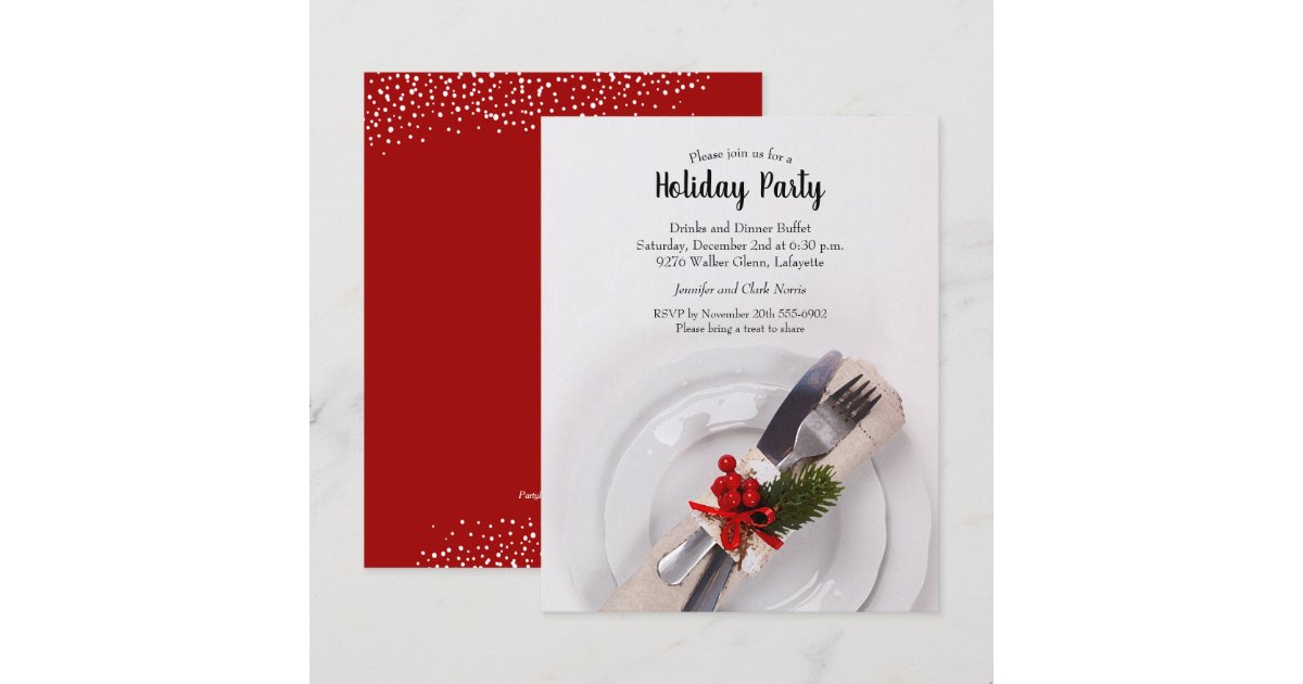 Budget Christmas Dinner Plate Holiday Invitations | Zazzle