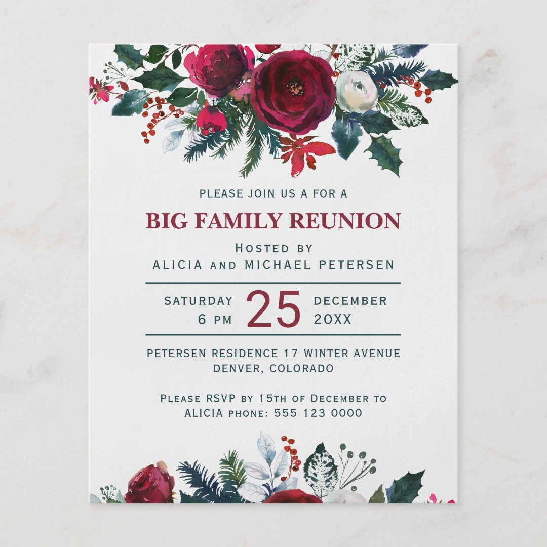 Budget Christmas family reunion party invitation Flyer | Zazzle