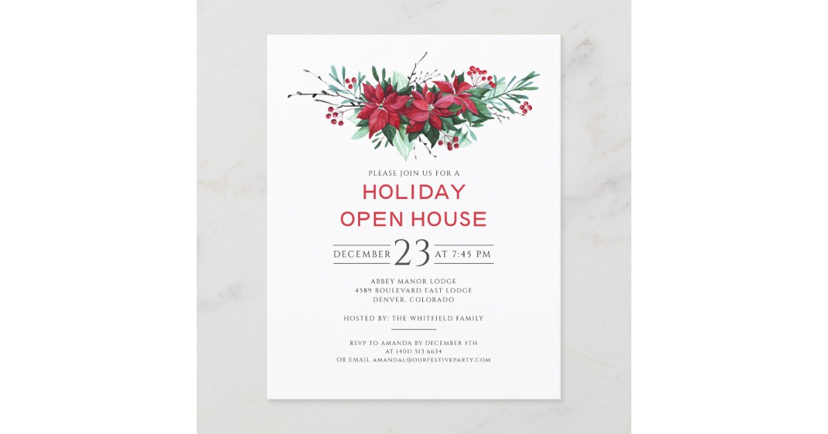 Budget Christmas Holidays Open House Invitation Flyer | Zazzle