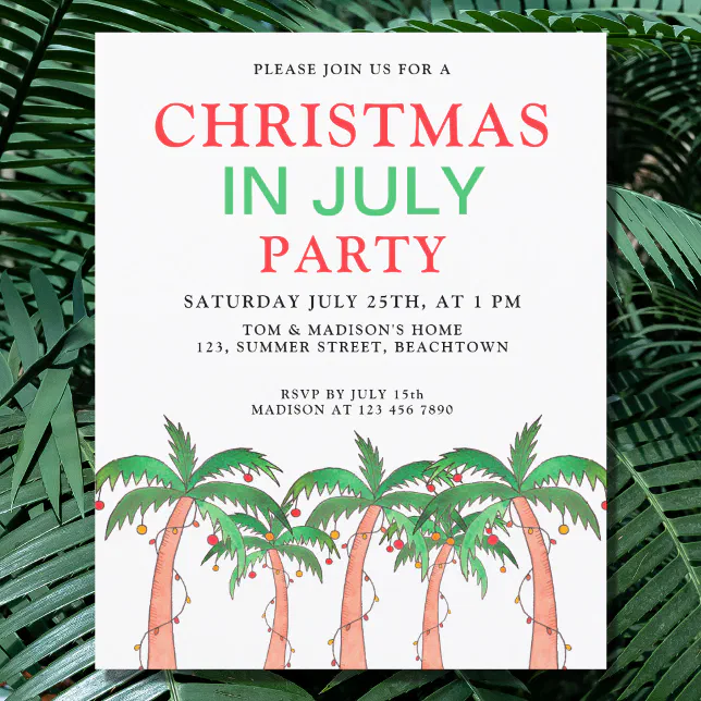 Budget Christmas In July Party Invitation | Zazzle