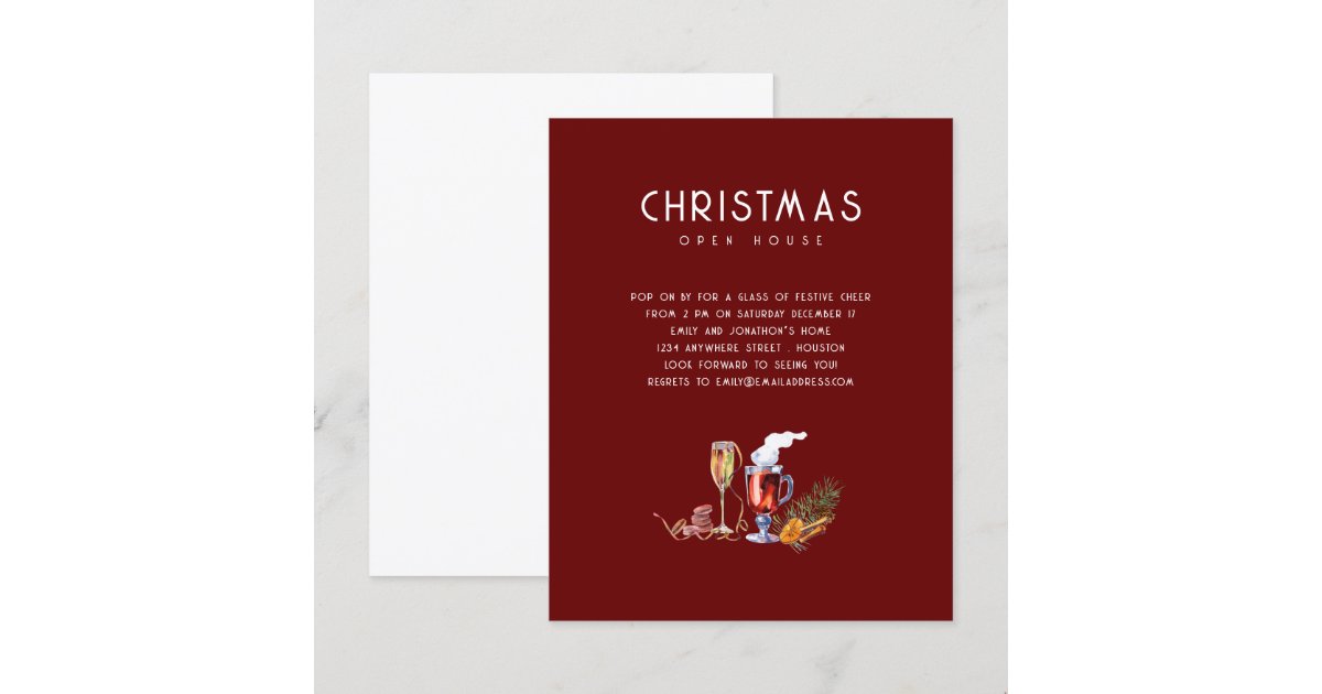 Budget Christmas Open House Drinks Burgundy | Zazzle