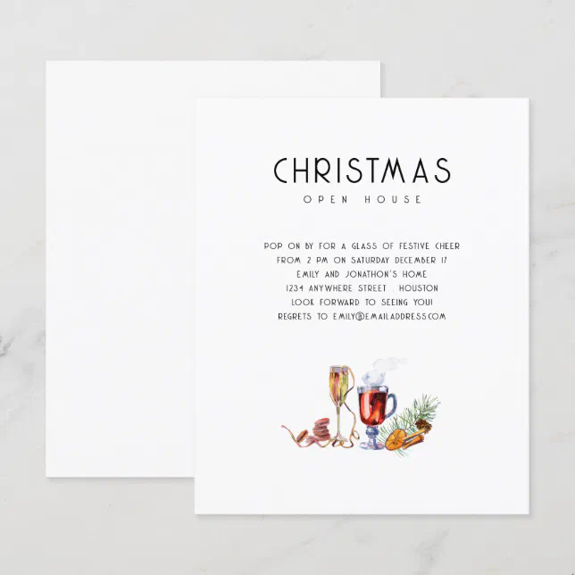 Budget Christmas Open House Drinks Invite | Zazzle