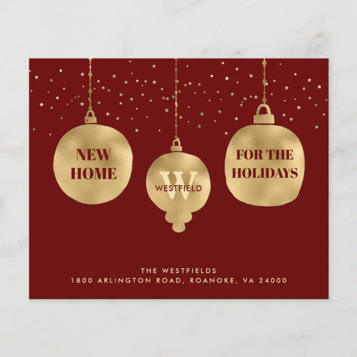 Budget Christmas Ornaments Red Holiday Moving Card | Zazzle