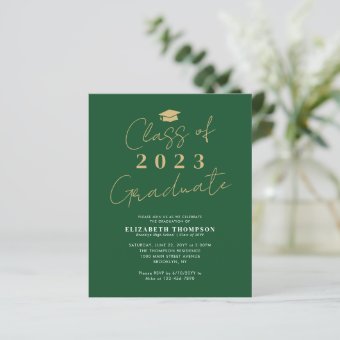 Budget Class of 2023 Green Gold Graduation Party | Zazzle