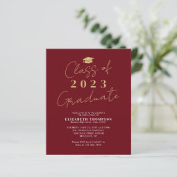 Budget Class of 2023 Red Gold Graduation Party | Zazzle