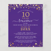 Budget Class Reunion Purple Gold Stars Invitation | Zazzle