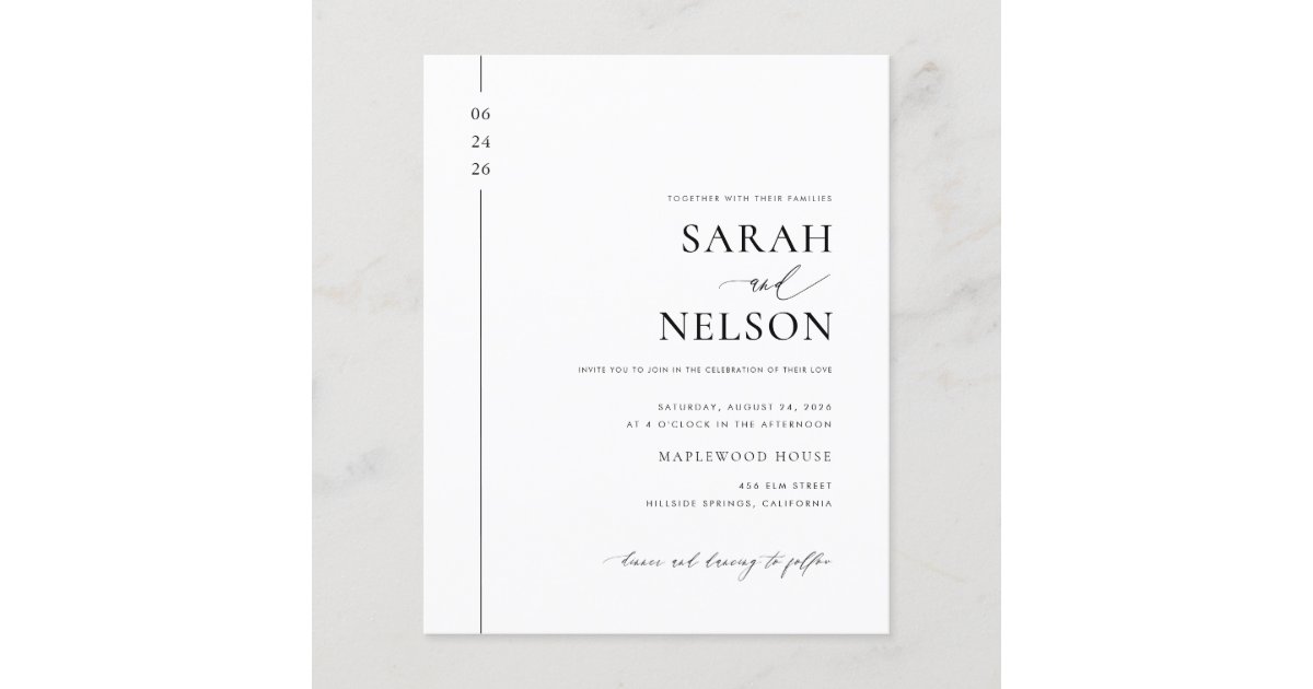 Budget Classic Elegant Wedding Invitation | Zazzle