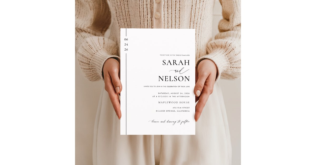 Budget Classic Elegant Wedding Invitation | Zazzle