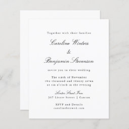 Budget Classic Formal Elegant Wedding Invitation | Zazzle