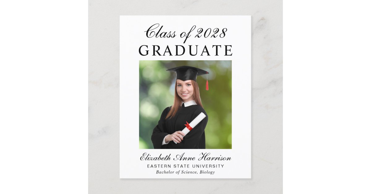Budget College Photo Graduation Announcement | Zazzle