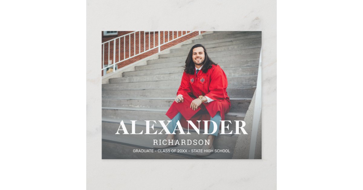 Budget Collegiate Mod Name Photo Graduation Announ Flyer | Zazzle