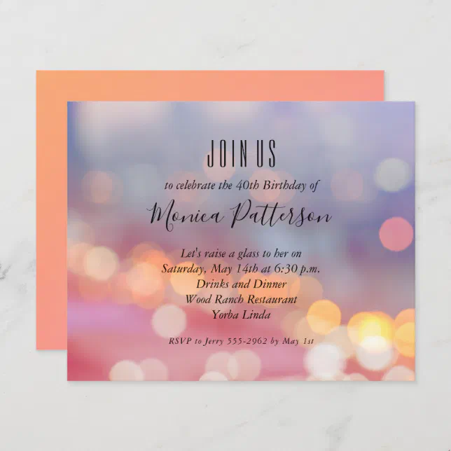 Budget Colorful Lights Birthday Party Invitations | Zazzle