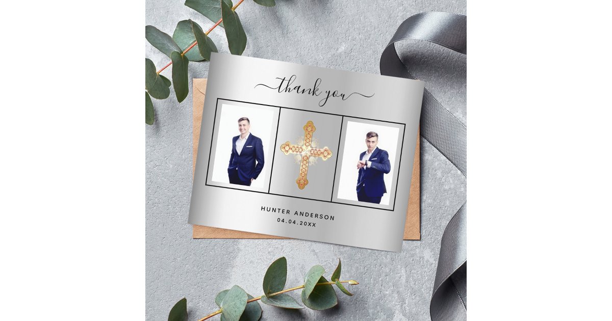 Budget confirmation silver photo thank you card | Zazzle