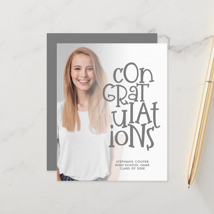 Budget Congrats Photo Gray Graduation Announcement | Zazzle.com