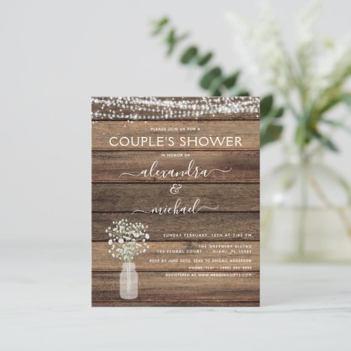 Budget Couple's Shower Rustic Invitation | Zazzle