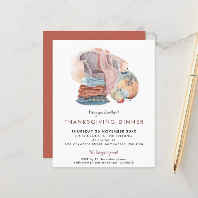 Budget Cozy Home Thanksgiving Dinner Invitation | Zazzle