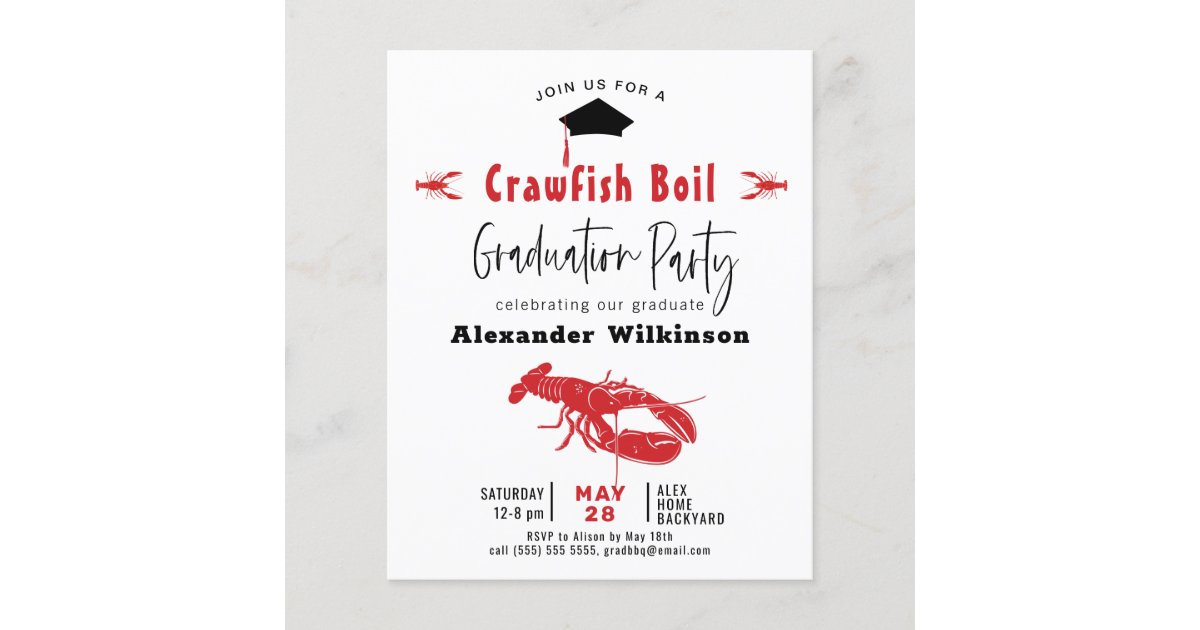 BUDGET Crawfish Boil Graduation BBQ Invitation | Zazzle