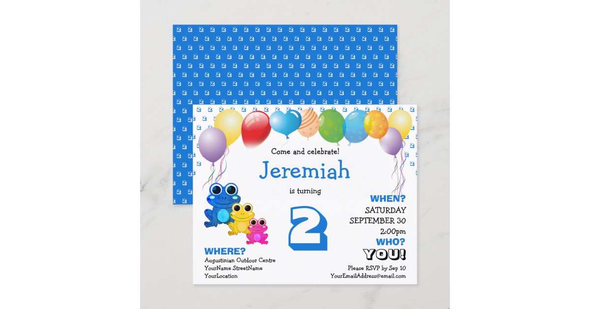 Budget Cute Blue Boys 2nd Birthday Invitation | Zazzle
