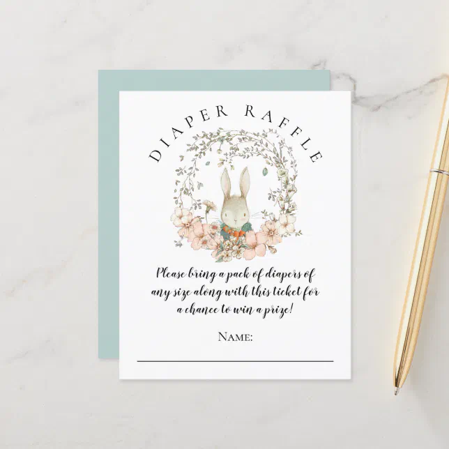 Budget Cute Bunny Diaper Raffle Boy Baby Shower | Zazzle
