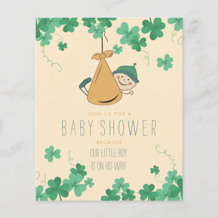 Budget Cute Irish Themed Shamrock Baby Shower | Zazzle