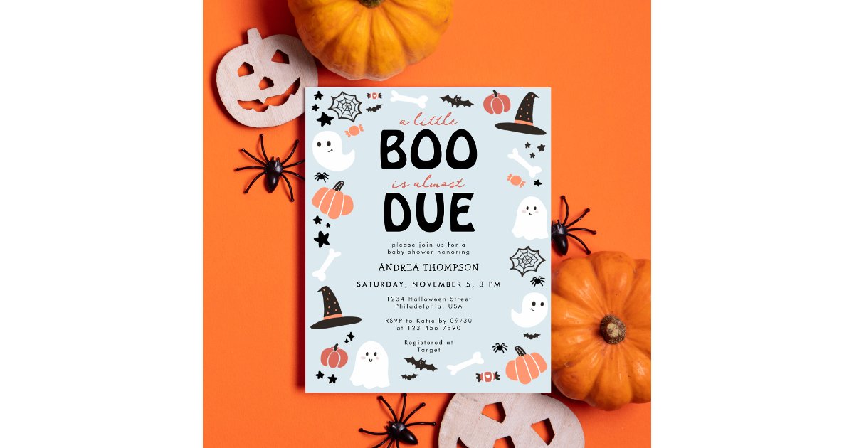 Budget Cute Little Boo Almost Due Boy Baby Shower Flyer | Zazzle
