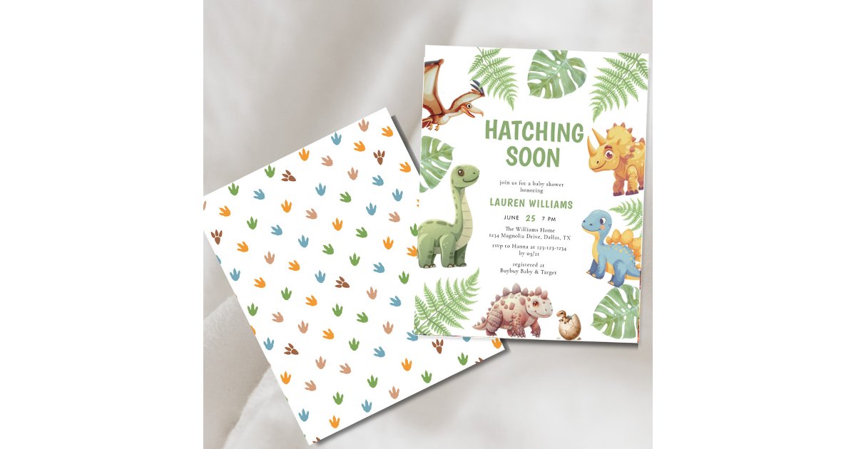 Budget Dinosaur Hatching Soon Baby Shower Invites | Zazzle