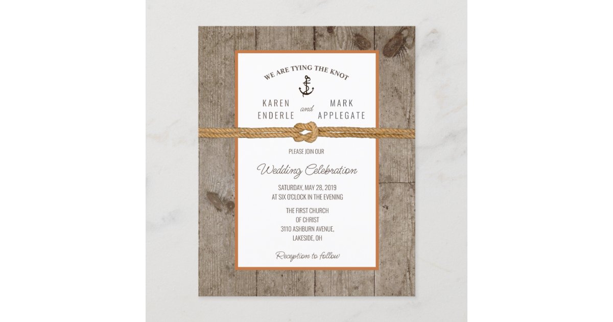 Budget Dockside Rope Rustic Wedding Invitation | Zazzle