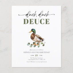 Budget Duck Duck Deuce Boy 2nd Birthday Invitation | Zazzle