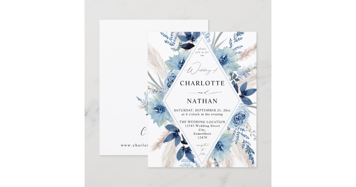 Budget Dusty Blue Boho Floral Wedding | Zazzle