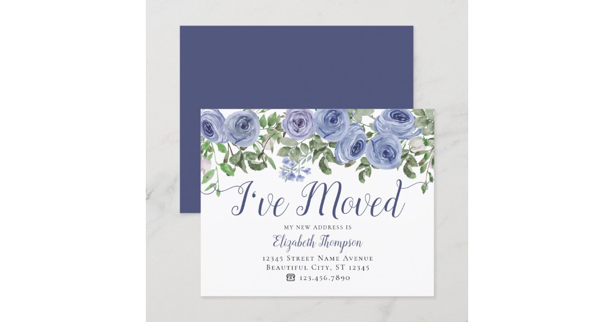 Budget Dusty Blue Floral I Have Moved Moving Card | Zazzle