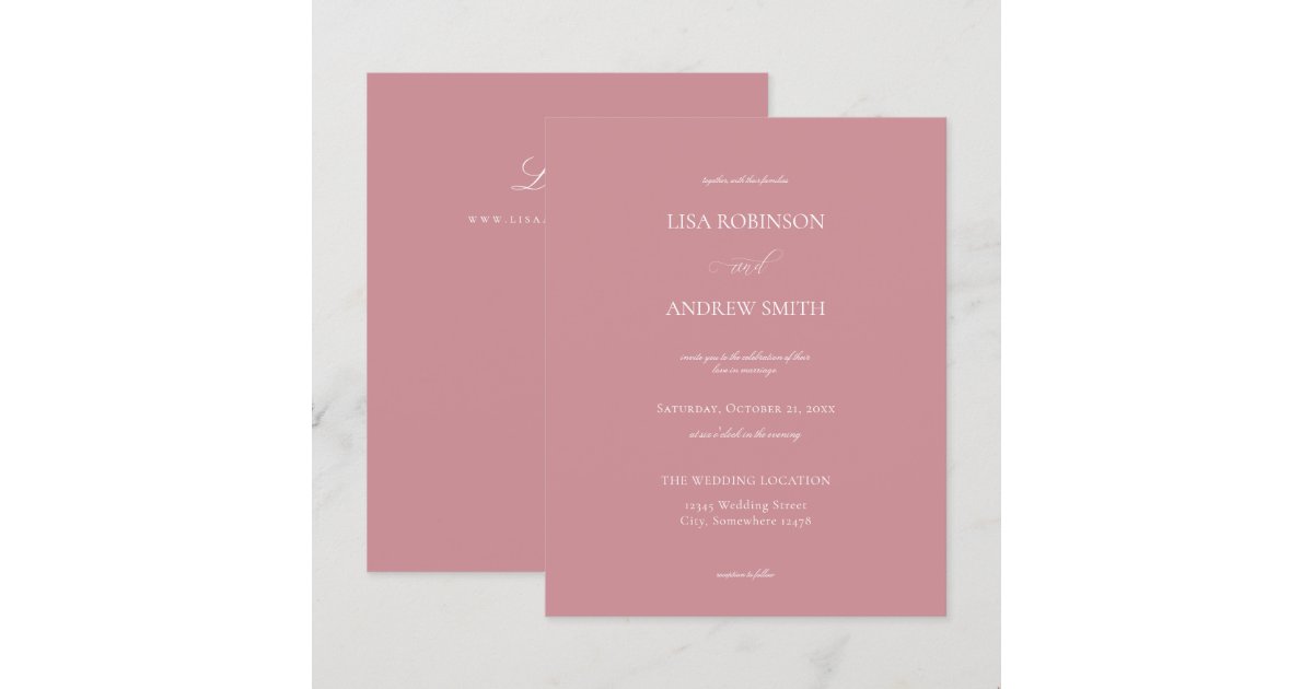 Budget Dusty Rose Pink Calligraphy Wedding | Zazzle