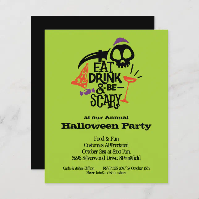 Budget Eat Drink and Be Scary Halloween Invitation | Zazzle